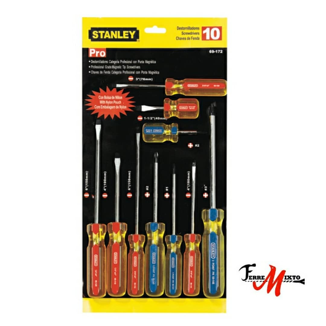 Stanley-10 Piece Pro Screwdriver Set - Meindertsma Suriname N.V.