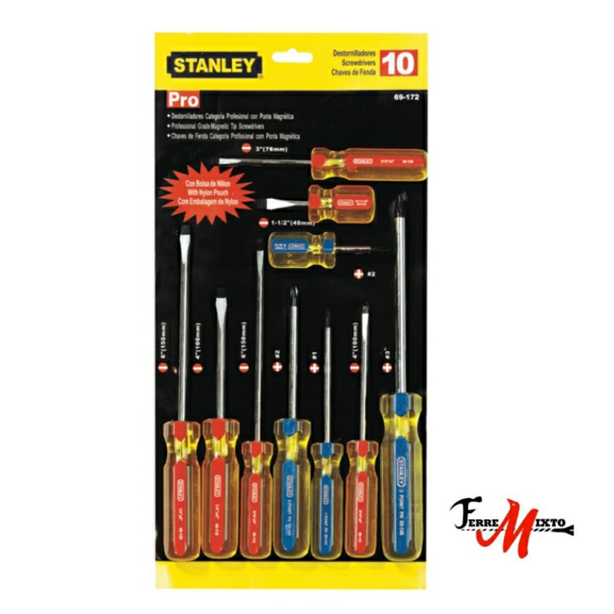 Stanley-10 Piece Pro Screwdriver Set - MEINDERTSMA SURINAME NV